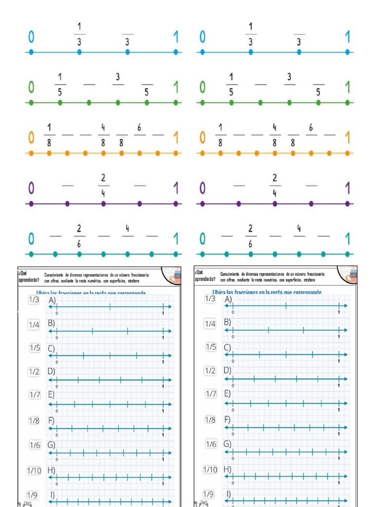 Ejercicios Fracciones en Recta Numerica | PDF