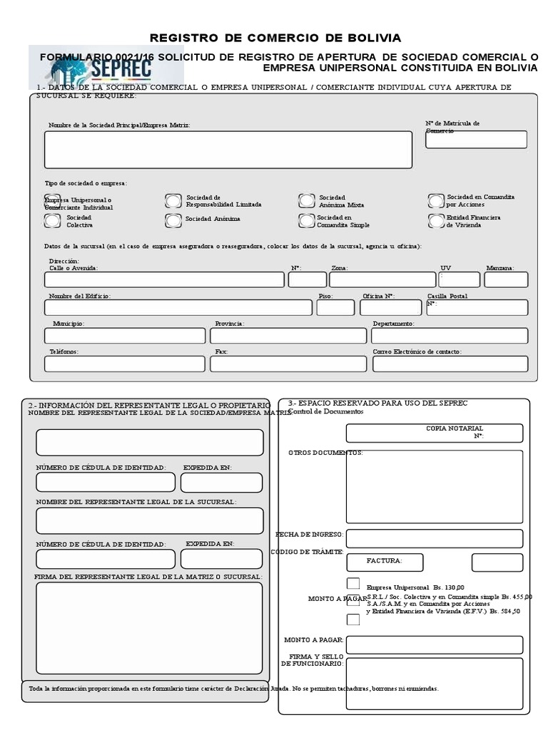 Formulario Seprec 1 | Descargar gratis PDF | Business