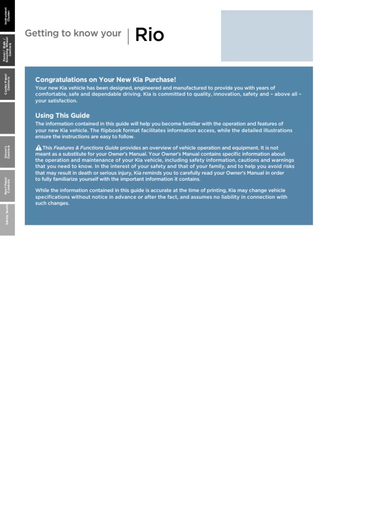 Manual de Usuario Kia Rio (2011) (25 Páginas) | PDF
