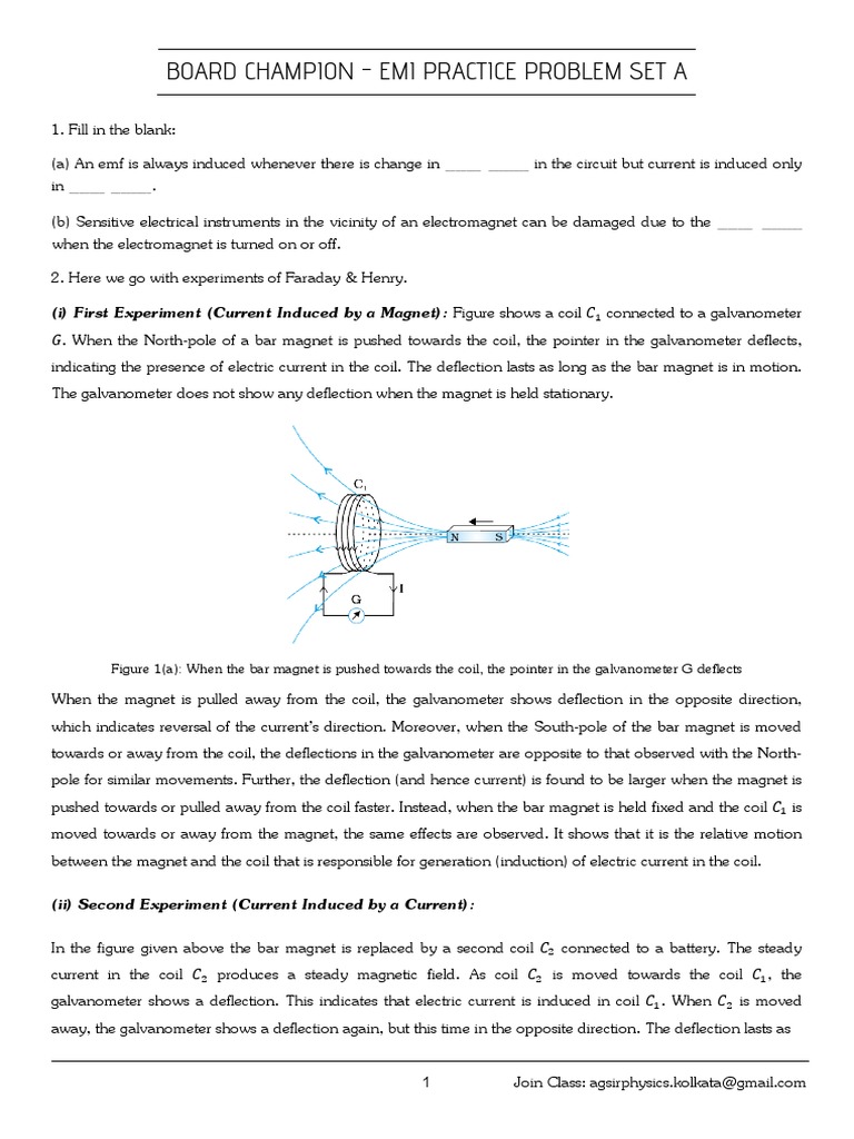 EMI Practice Problem - Set A | PDF | Electromagnetic Induction ...