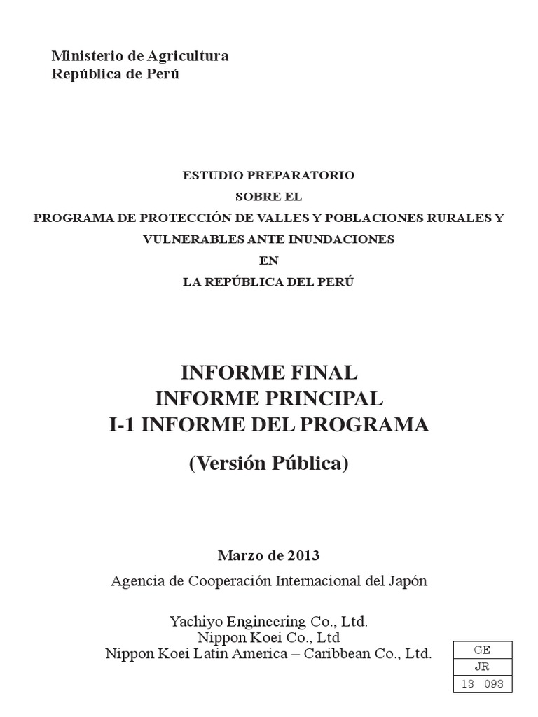 Informe Final Informe Principal I-1 Informe Del Programa (Versión Pública) | PDF | Inundar ...