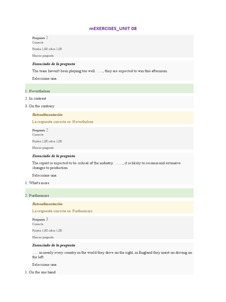 Exercises Unit 08 | PDF