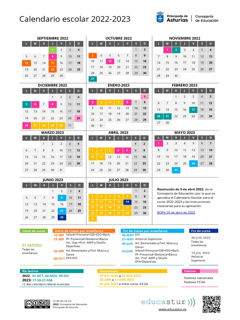 Calendario Escolar Asturias 2023 Pdf