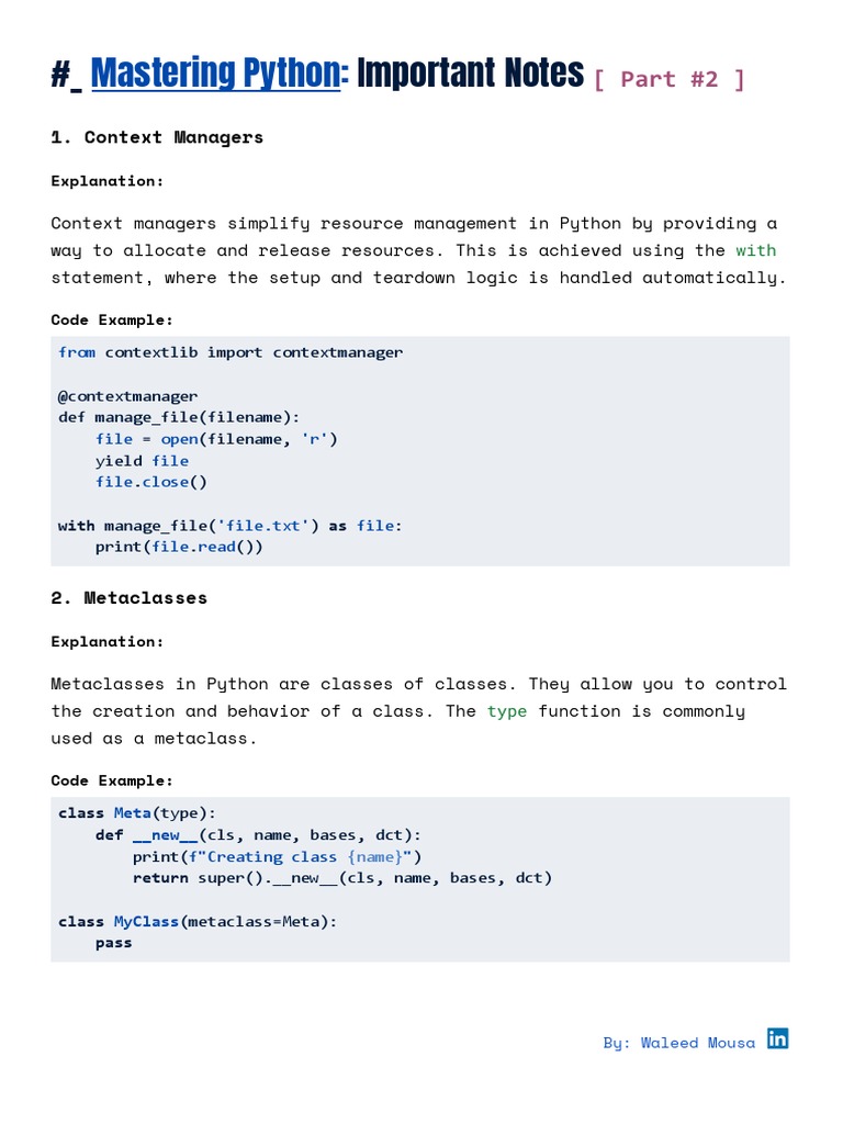 Python Programming Important Notes | PDF | Method (Computer Programming ...