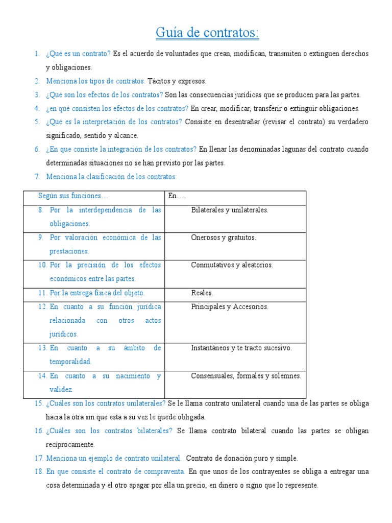 Guía de Contratos | PDF | Derecho y economía | Derecho civil (sistema ...