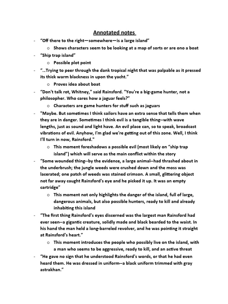 Annotation of The Dangerous Game | PDF