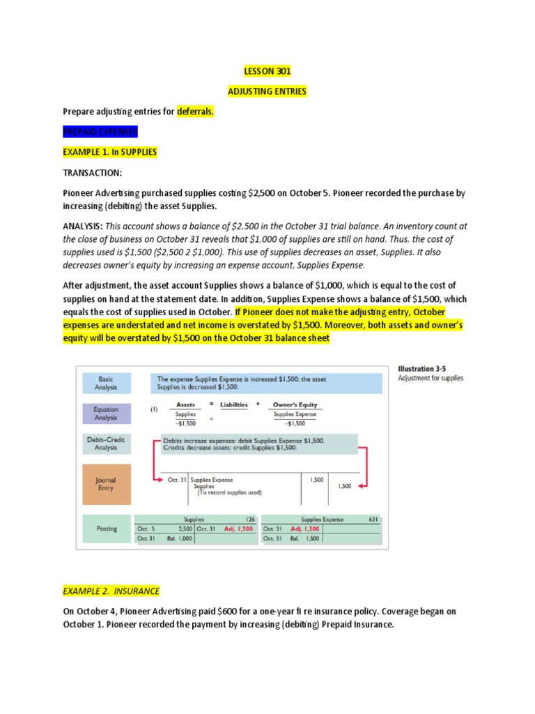 Adjusting Entries for Prepaids & Accruals | PDF | Debits And Credits ...