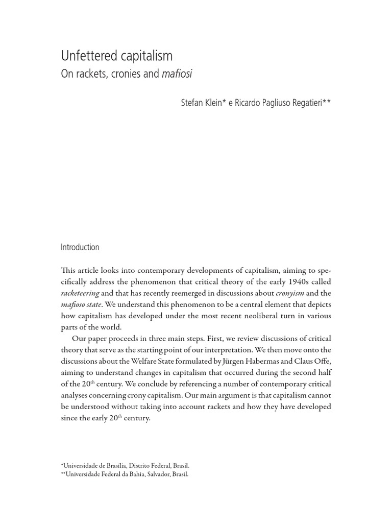 Unfettered Capitalism (2018) | PDF