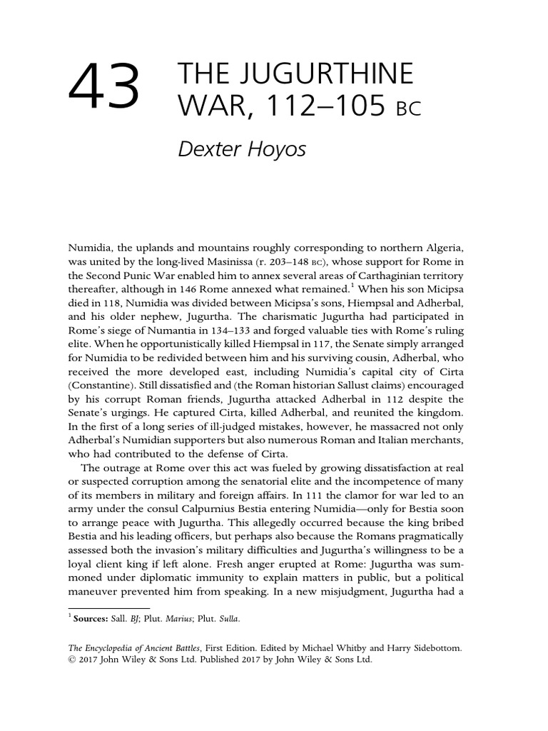 43-The Jugurthine War, 112-105 | PDF | 1st Millennium Bc Conflicts ...