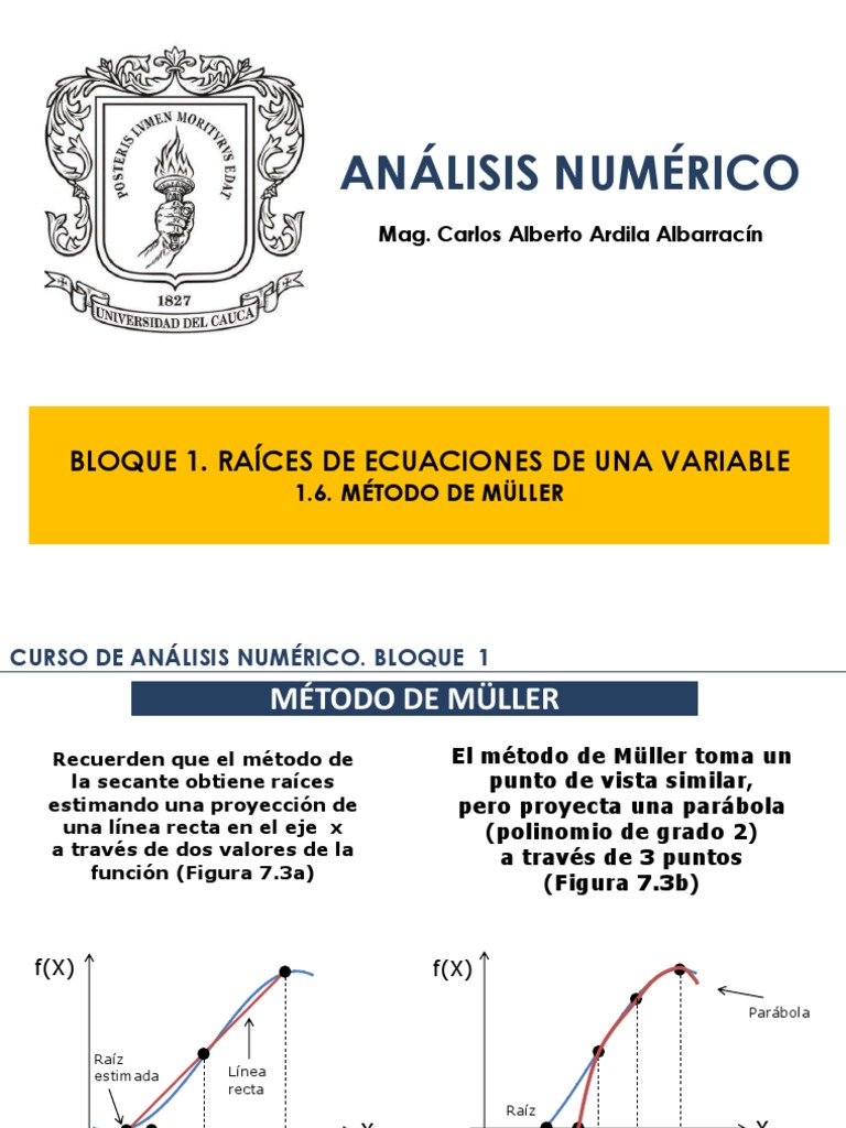 AN Bloque 1 2020 Tema 1.6 Muller | PDF | Análisis numérico | Ecuaciones