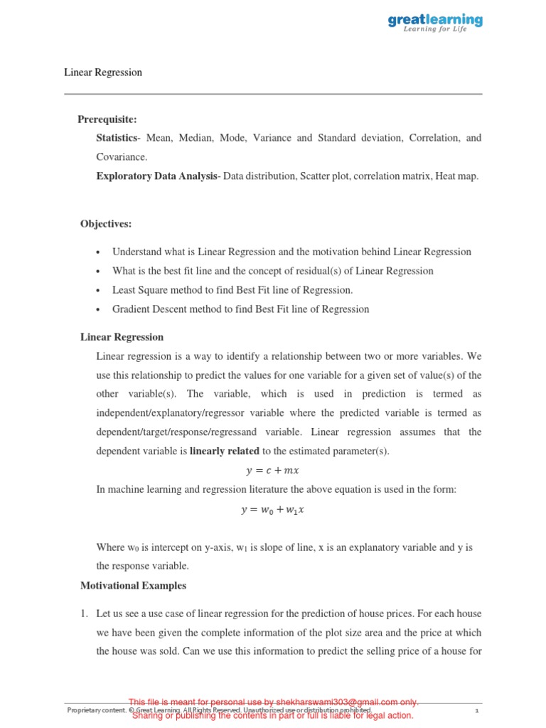 Reference+Material Linear Regression | PDF | Coefficient Of Determination | Regression Analysis