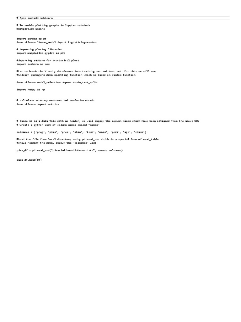 Logistic Pima Indians - Ipynb - Colaboratory | PDF | Computer ...