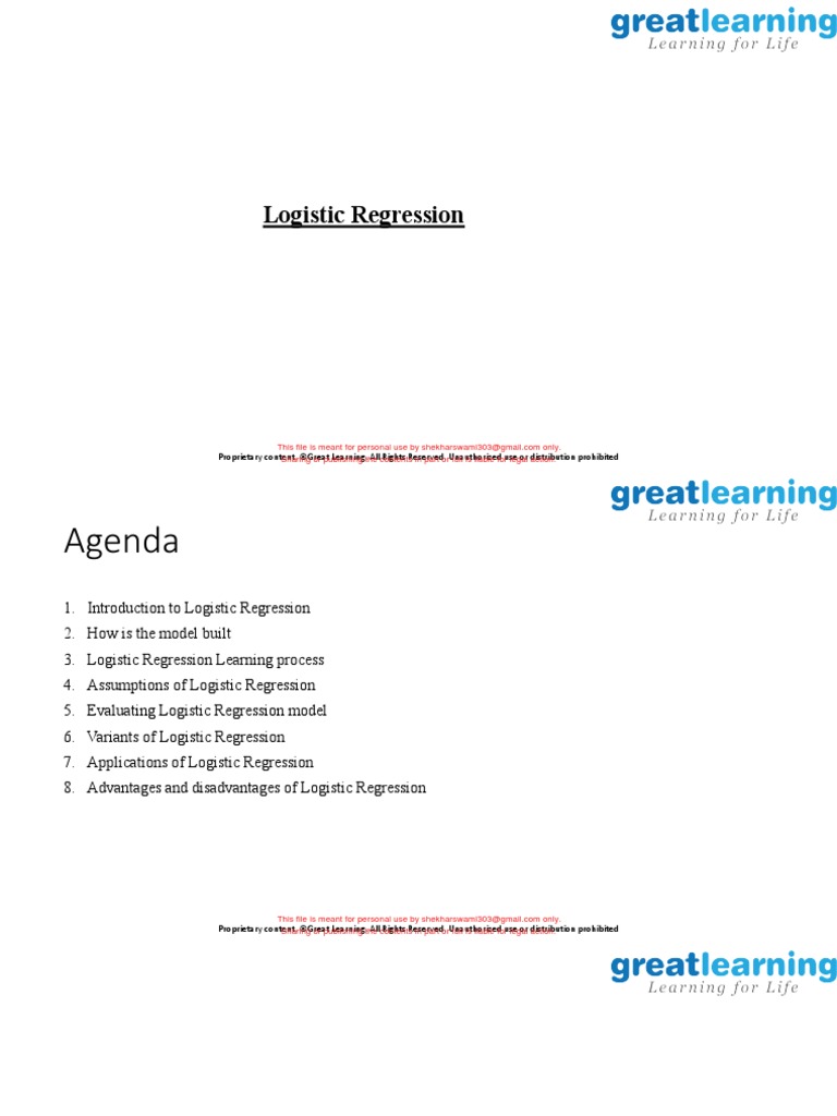 Logistic Regression Video | PDF | Logistic Regression | Regression Analysis