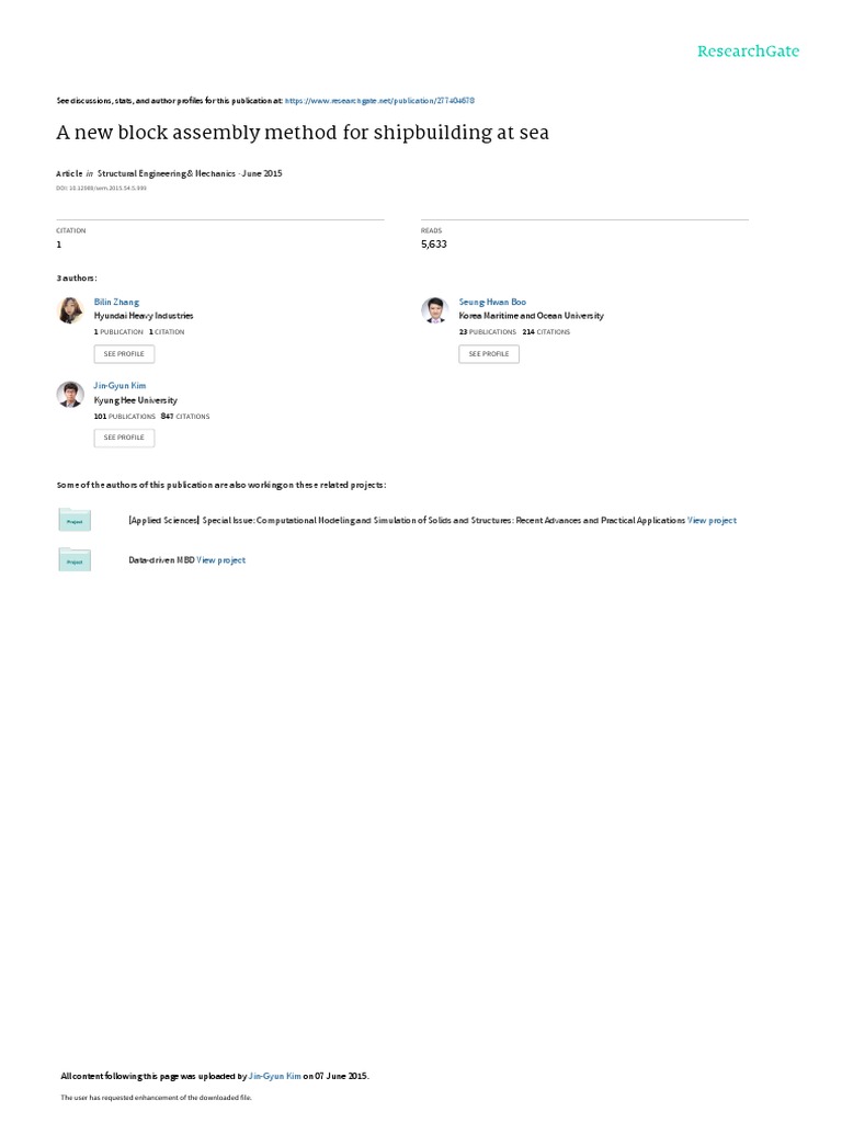 A New Block Assembly Method For Shipbuilding at Sea | PDF | Ships ...