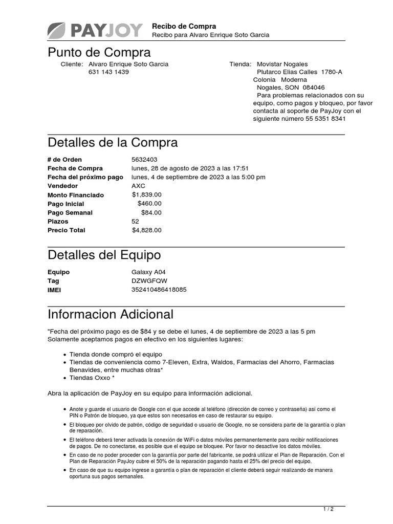 Recibo de Compra | PDF | Industrias de servicio | Informática