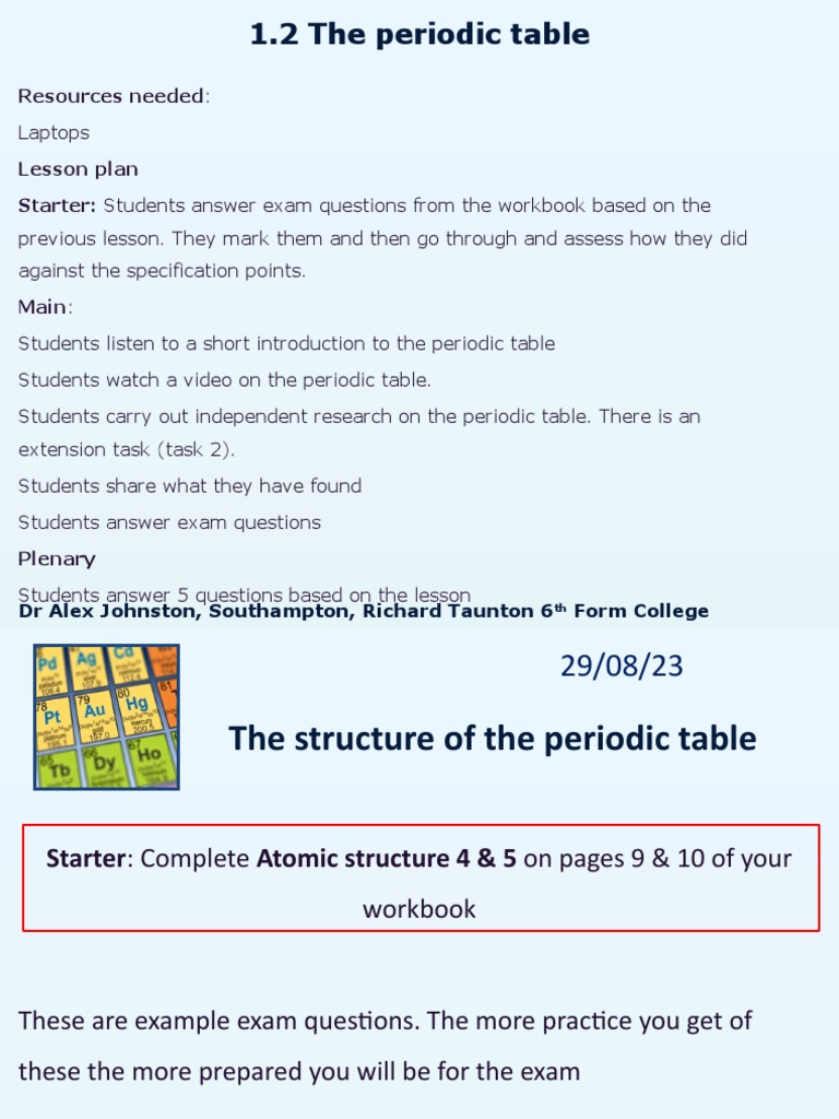 Understanding the Periodic Table | PDF | Periodic Table | Chemical Elements