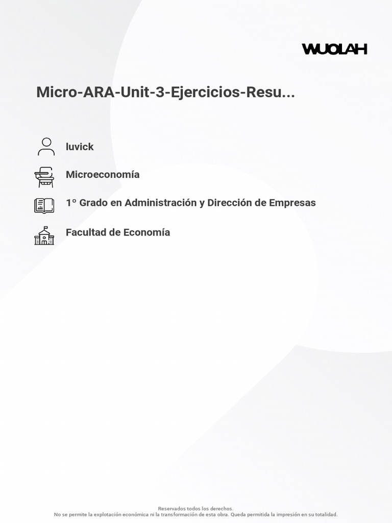 Wuolah Premium Micro ARA Unit 3 Ejercicios Resueltos | Descargar gratis PDF | Economias