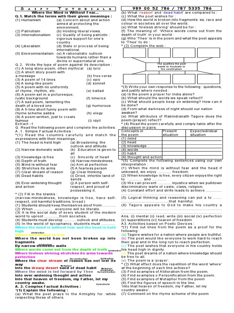 Enlish Ch-1 Test Paper | Download Free PDF | Poetry | Reason
