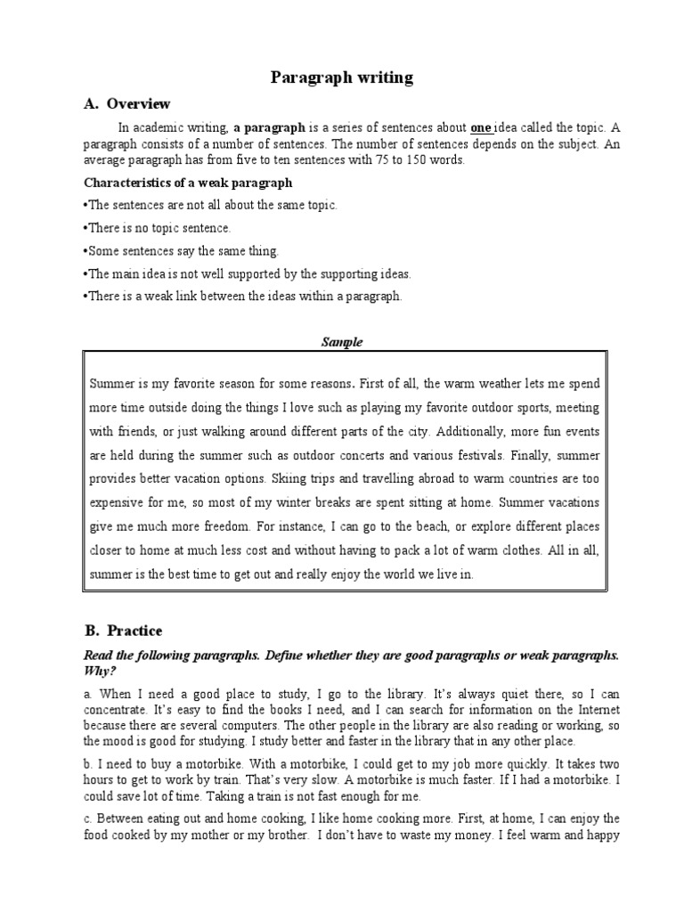 Paragraph Overview | Download Free PDF | Vacation | Cognition
