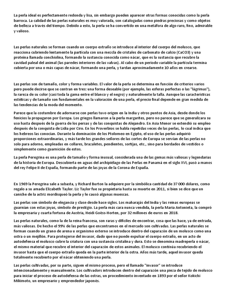 Historia y Valor de las Perlas | PDF | Perla