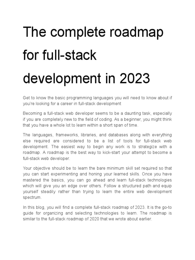 Full-Stack Development Roadmap 2023 | PDF | World Wide Web | Internet & Web