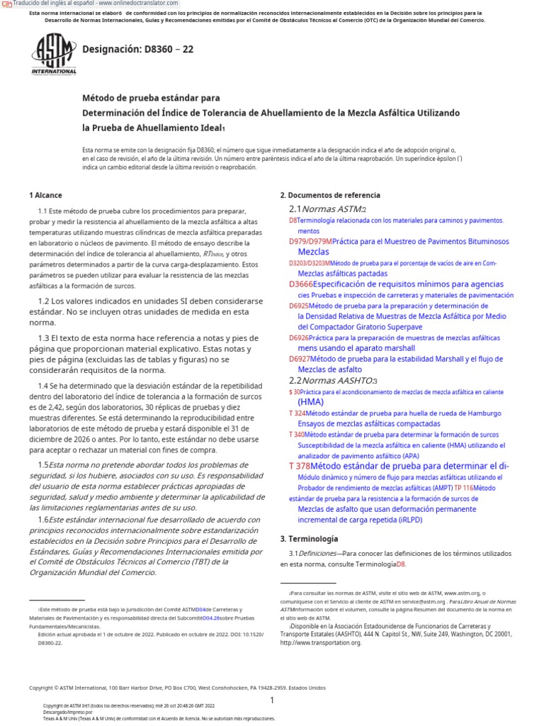 ASTM D8360-22 Ideal Rutting Test - En.es | PDF