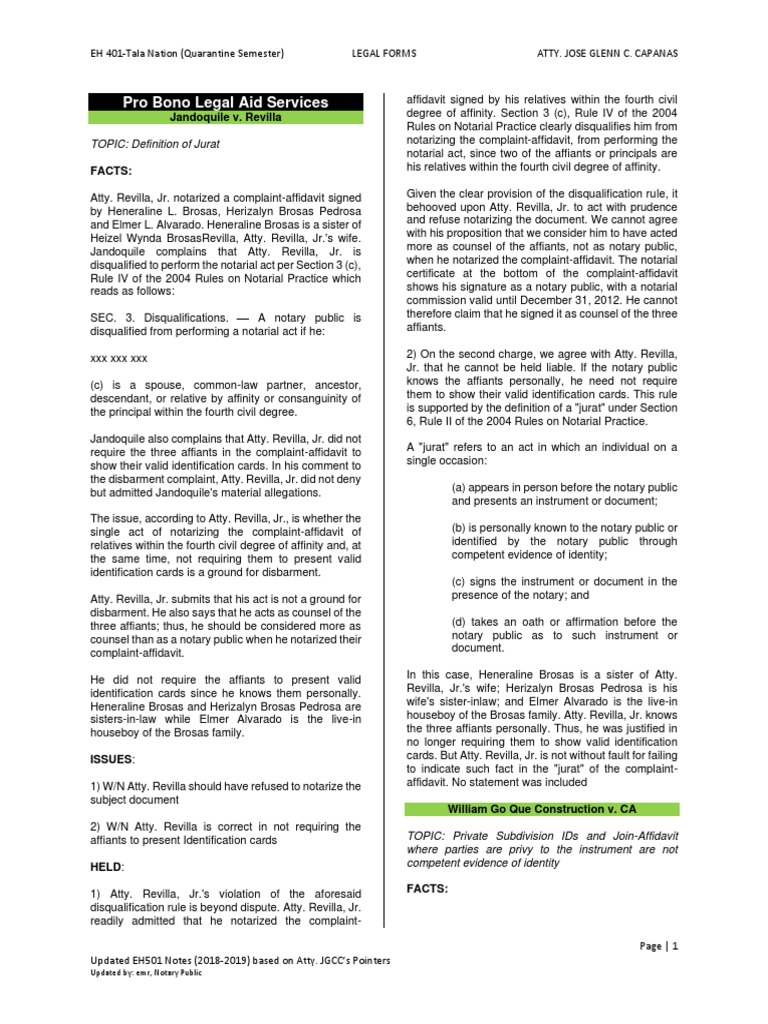 Legal Forms - Capanas EH 401 | PDF | Notary Public | Affidavit