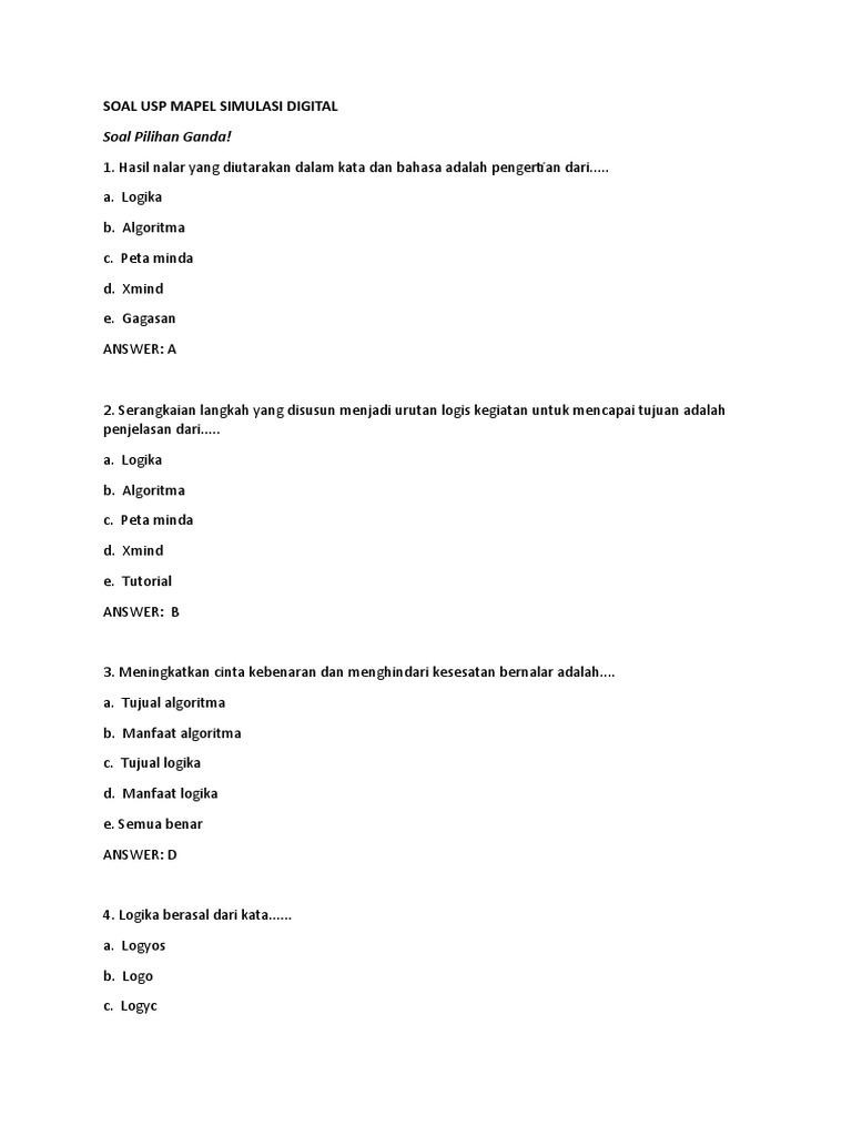 Soal Usp Mapel Simulasi Digital-Alex Brian CP | PDF