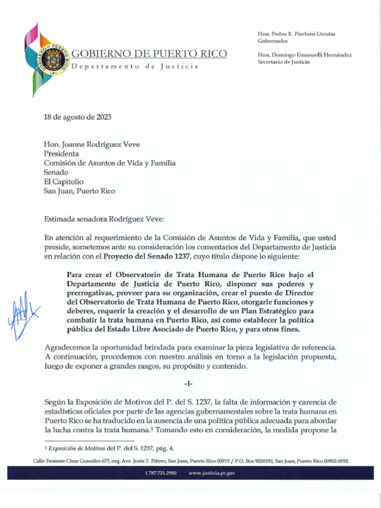 Memorial Explicativo Del Departamento de Justicia | PDF