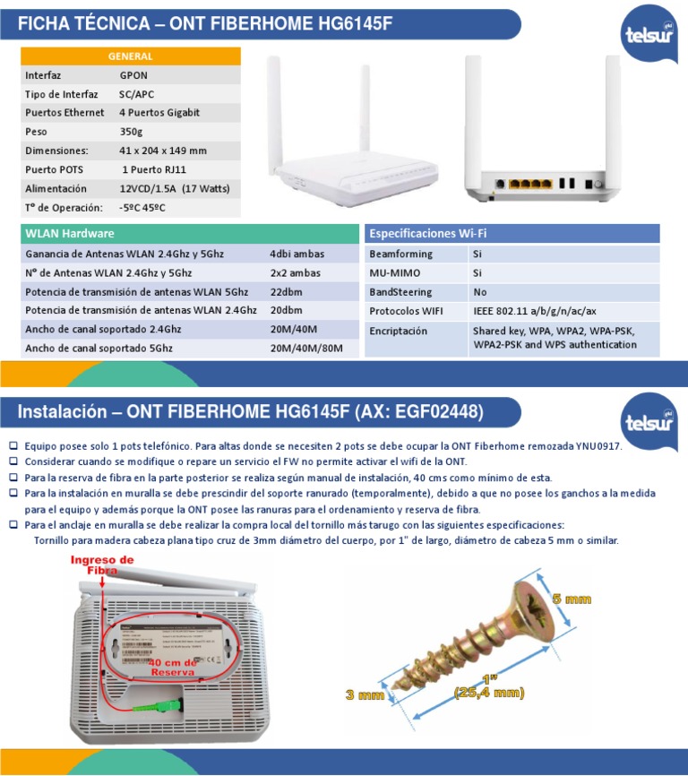Ficha Técnica ONT FH HG6145F | PDF