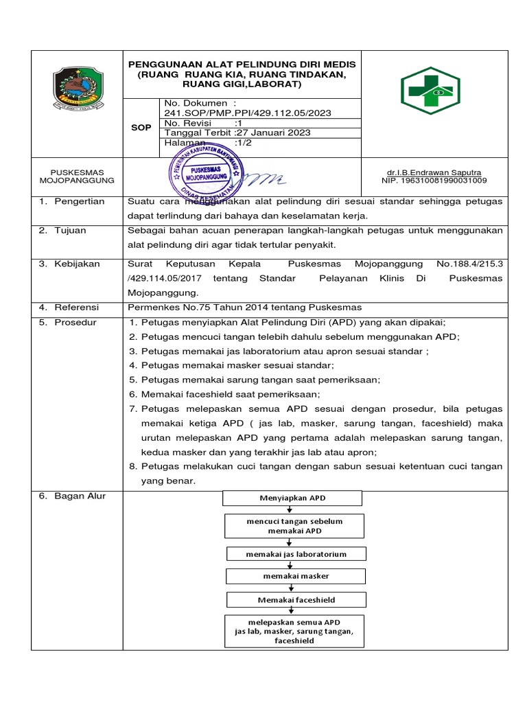 Sop Penggunaan Apd Medis | PDF | Kesehatan Holistik | Teknologi & Rekayasa