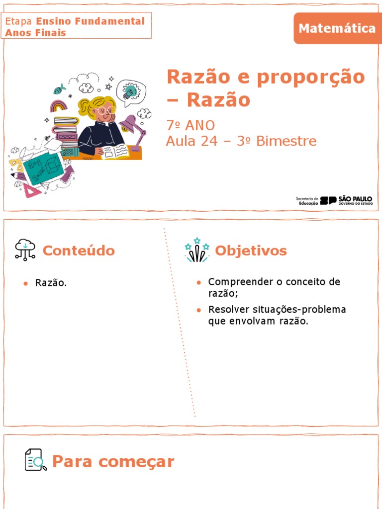 Aula 24 Razão E Proporção 7 Ano B C 3 Bimestre Pdf Razão