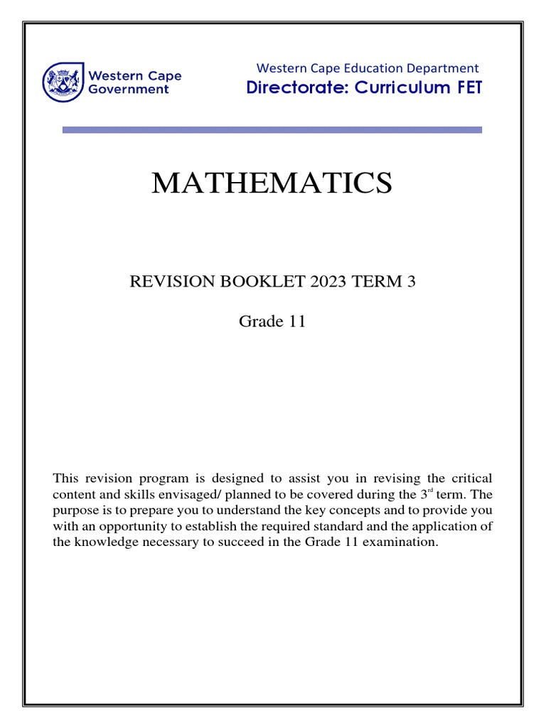 2023 TERM 3 Revision Material Grade 11 | PDF | Median | Triangle