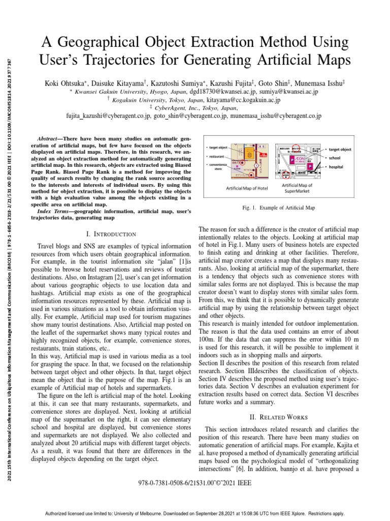 A Geographical Object Extraction Method Using User S Trajectories For Generating Artificial Maps