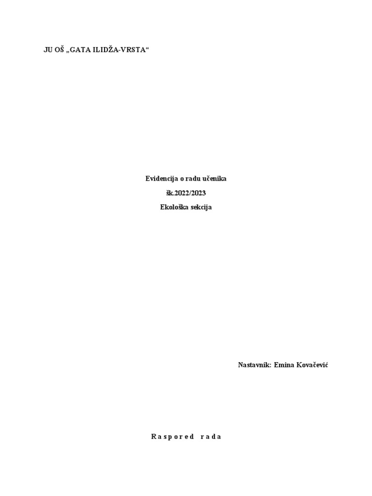 Ekološka Sekcija Plan I Program | PDF