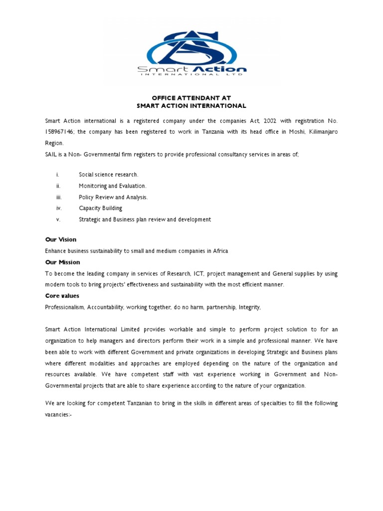 Office Attendant Post | Download Free PDF | Information | Business