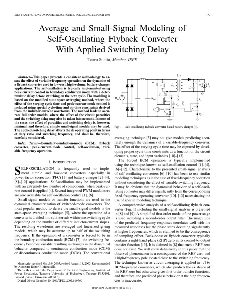 Average and Small-Signal Modeling of Self-Oscillating Flyback Converter ...
