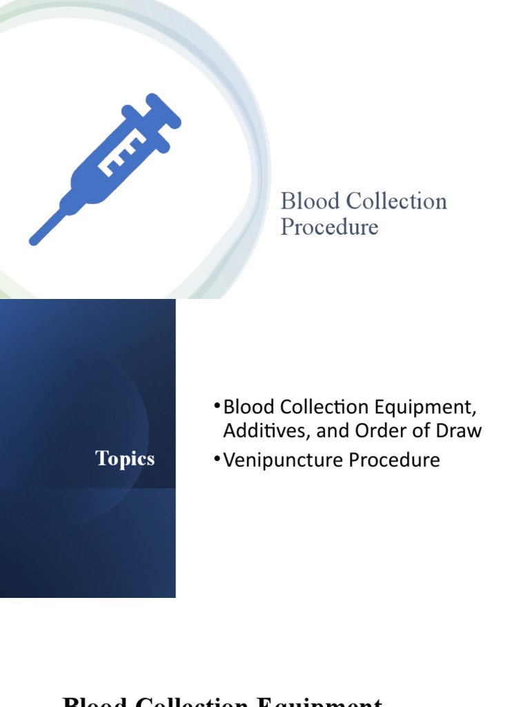 Blood Collection Procedures and Equipment | PDF | Coagulation ...