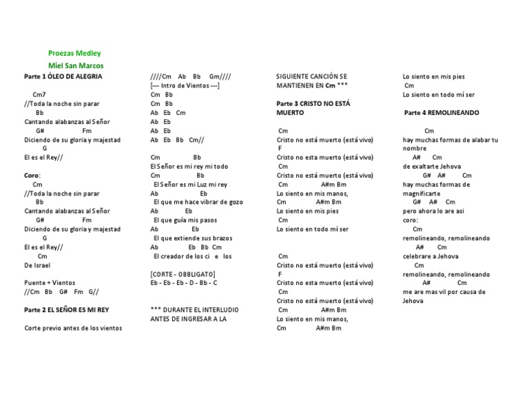 Proezas Medley Miel San Marcos Acordes | PDF | David | Contenido bíblico