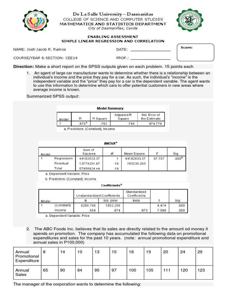 Ea Linear Regression Pdf Errors And Residuals Regression Analysis 6876