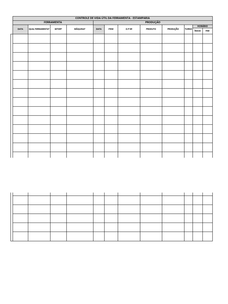 Planilha de Controle de Vida Útil | PDF