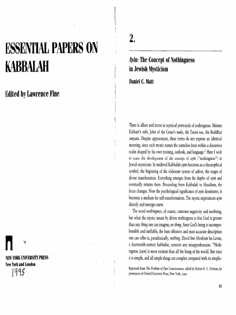 Ayin: Nothingness in Kabbalah | PDF | Kabbalah | Neoplatonism