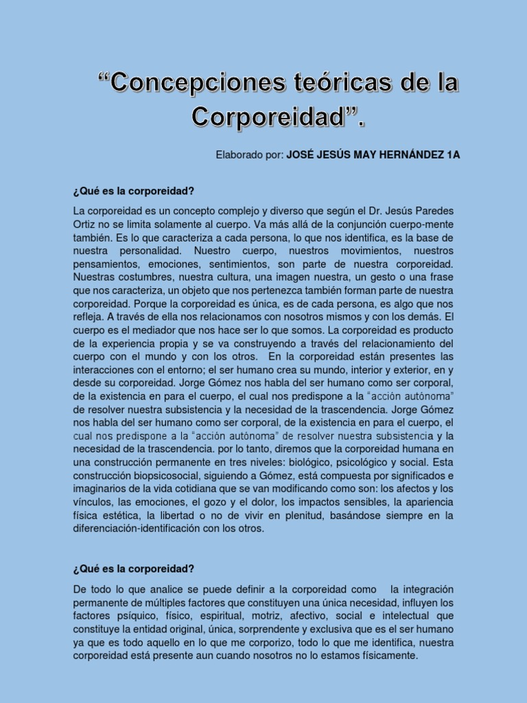 Qué es la corporeidad | PDF | Humano | Cognición