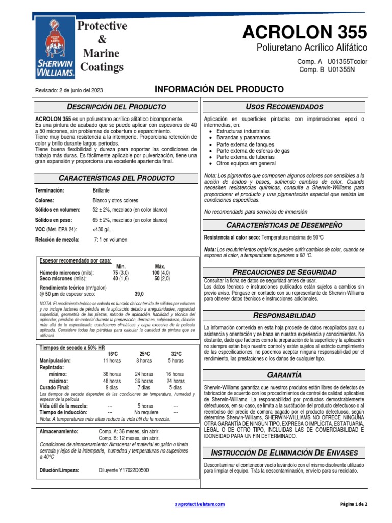 Ficha Técnica Acrolon 355 | PDF | Pintura acrilica | Tecnicas artisticas