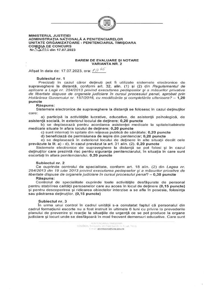 Centrul de Concurs Penit. Timisoara | PDF