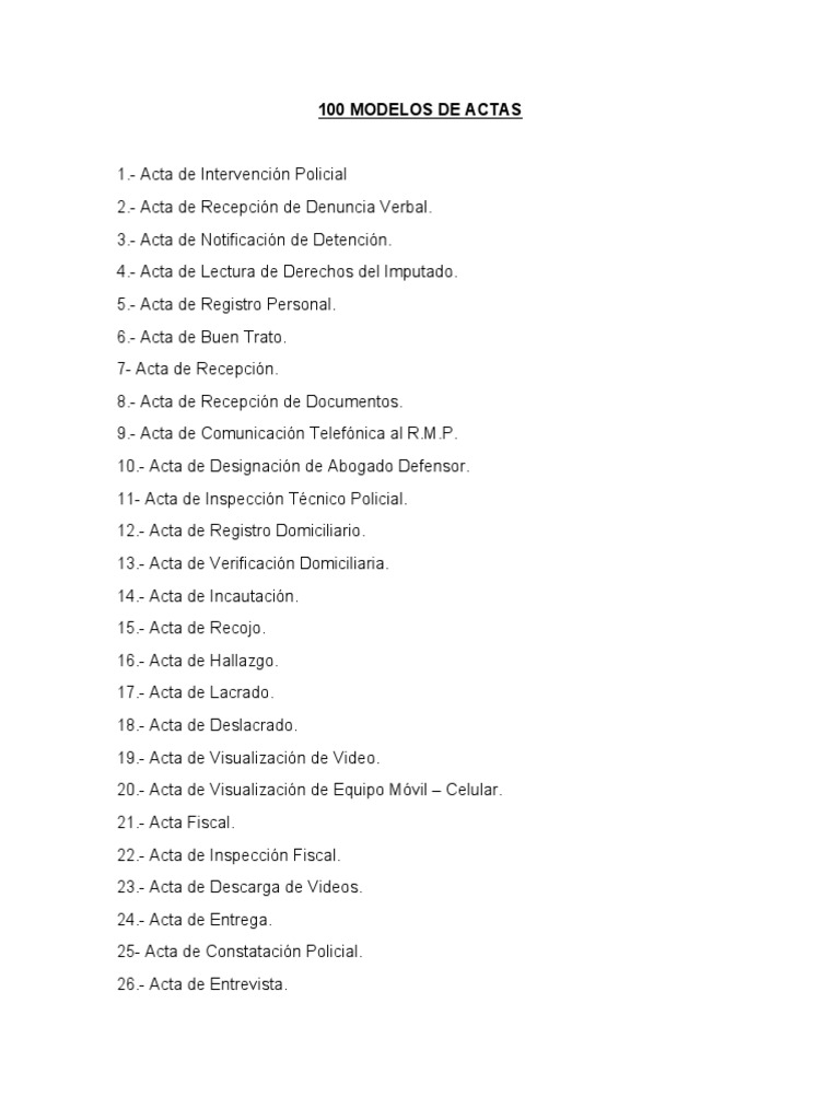 100 Modelos de Actas Policiales | PDF