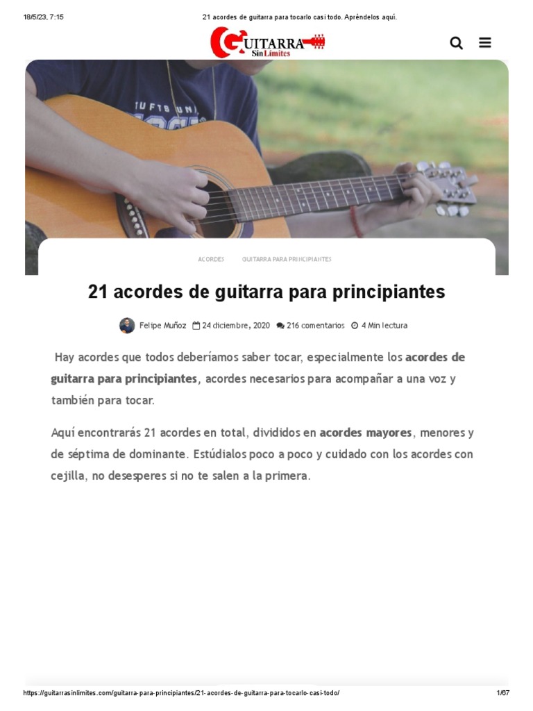 21 Acordes de Guitarra para Tocarlo Casi Todo. Apréndelos Aquí | PDF | Acorde (Música) | Guitarras