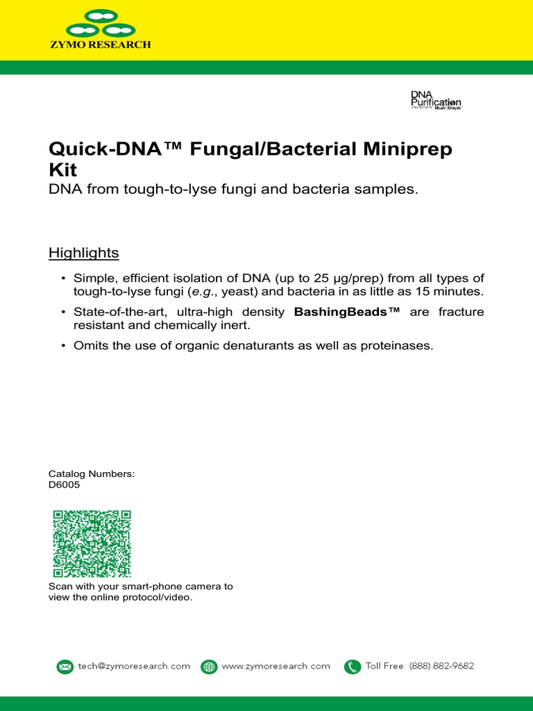 d6005 Quick-dna Fungal-bacterial Miniprep Kit | PDF | Chemistry | Biology
