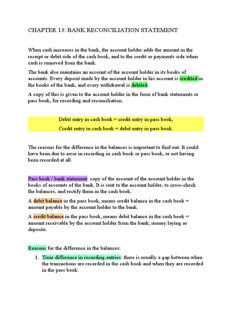 Bank Recon-Tion Statement | PDF | Debits And Credits | Banks