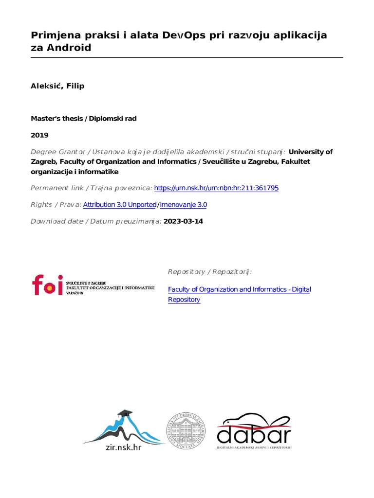 Aleksic Filip Foi 2019 Diplo Sveuc | PDF